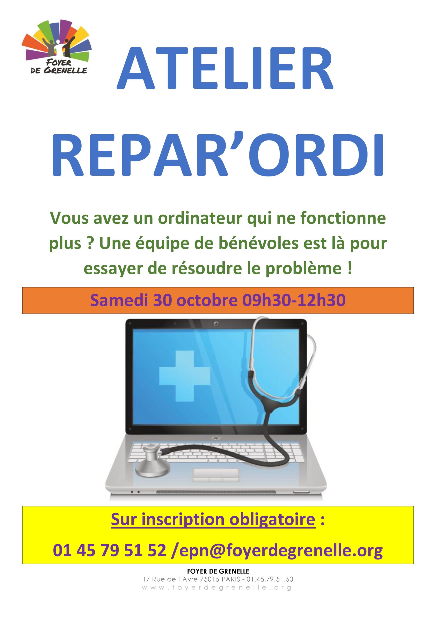 Repar'Ordi : atelier de réparation d'ordinateur - Foyer de Grenelle